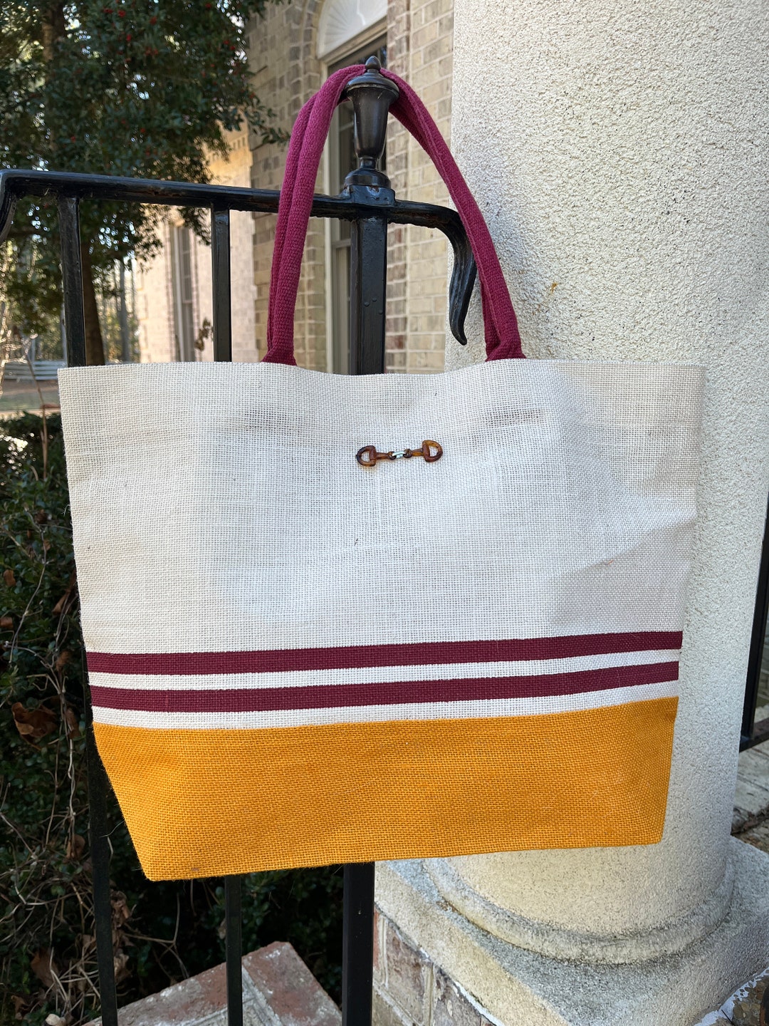 Horse Barn Bag Equestrian Tote Bag Jute Bag With Tortoise Shell Colored ...