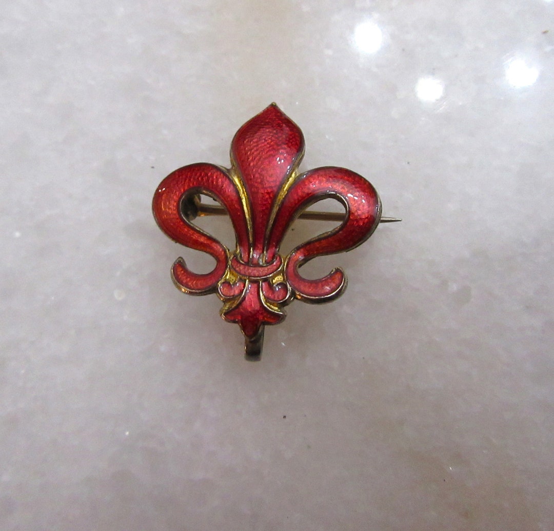 RARE Victorian Sterling Silver Enamel Fleur De Lis Watch Pin C.1880's ...