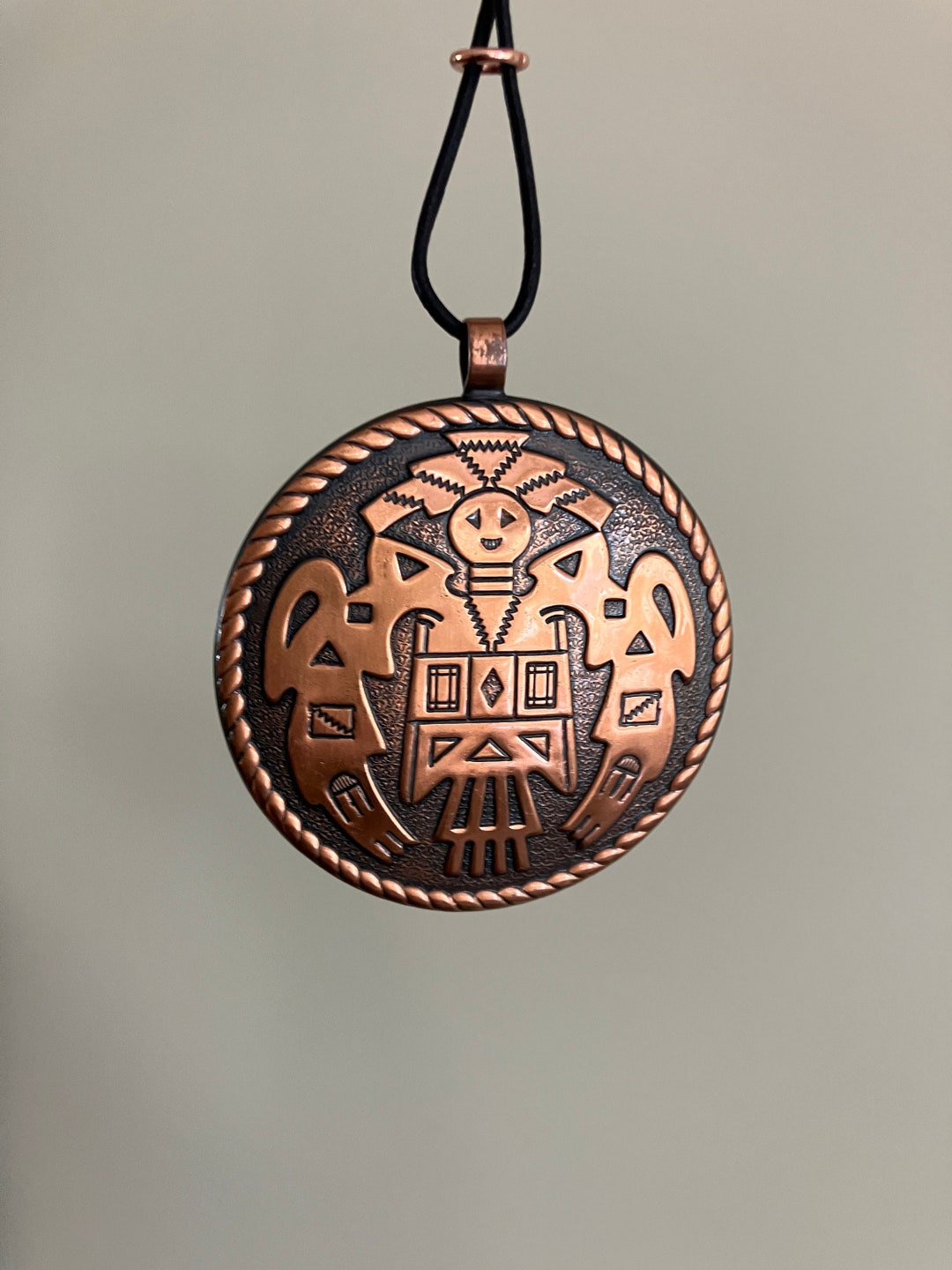 Vintage - Bell Trading Post, Copper Kachina Pendant on Black Leather ...