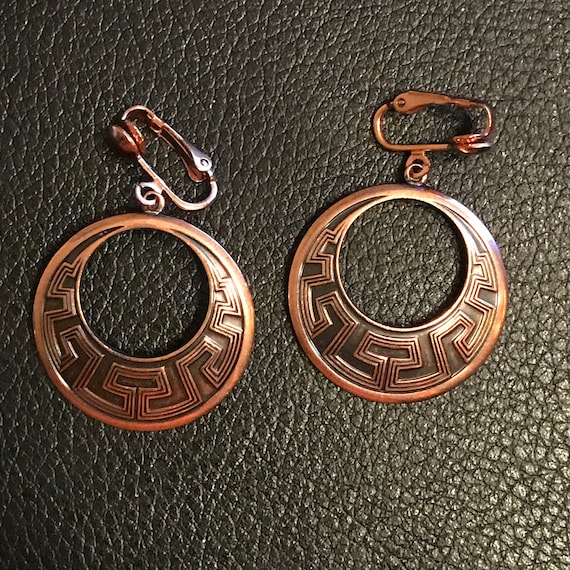 Vintage - Wheeler Manufacturing Solid Copper Earrings… - Gem