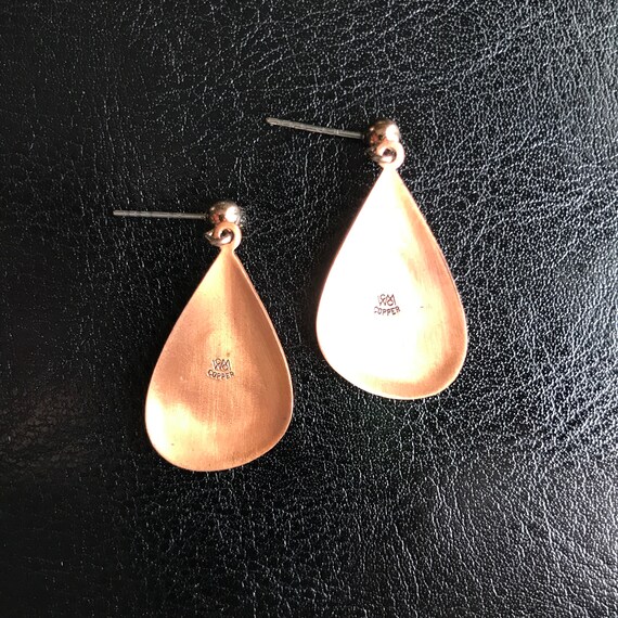 Vintage, Wheeler Manufacturing Copper Earrings - Gem