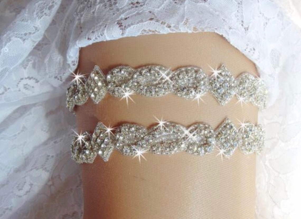Wedding Garters, Garter Set, Bridal Garter, Bling Rhinestone Garter ...