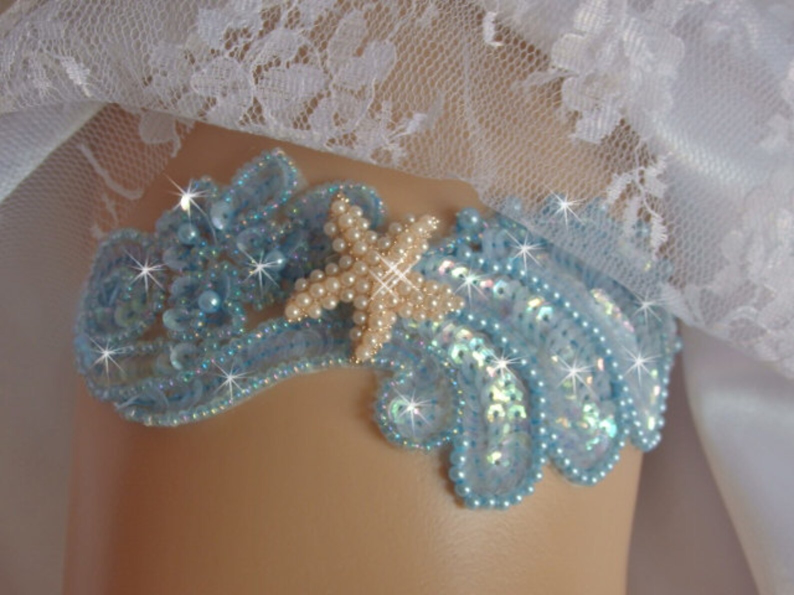 Under the Sea Beach Garter, Rhinestone Starfish Garter, Something Blue ...