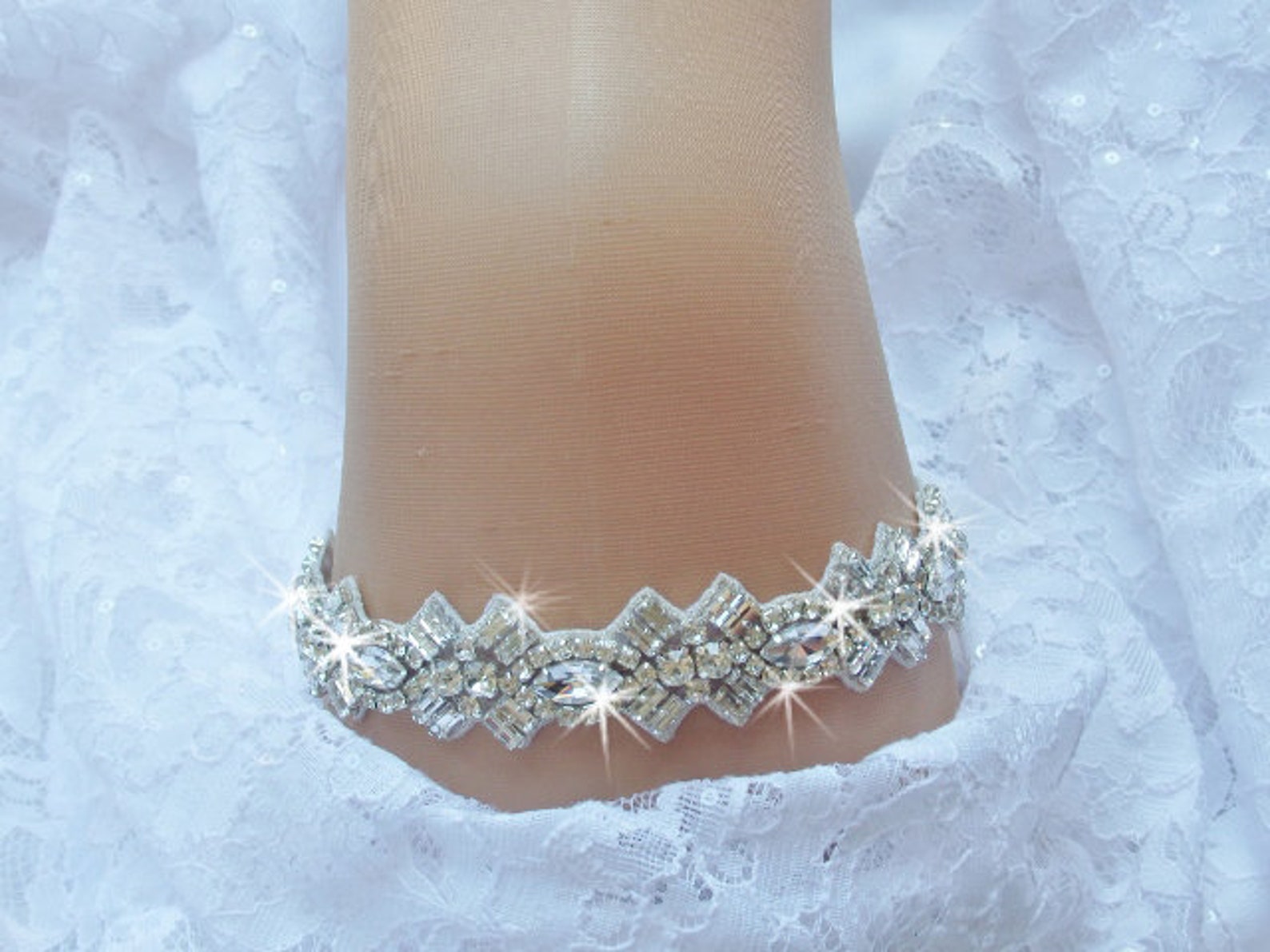Sparkle Wedding Garter Set, Crystal Bridal Garter, Rhinestone Keepsake ...