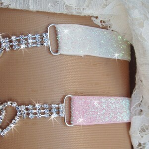 Twin Hearts Wedding Garter, Rhinestone Hearts Wedding Garter, Glam ...