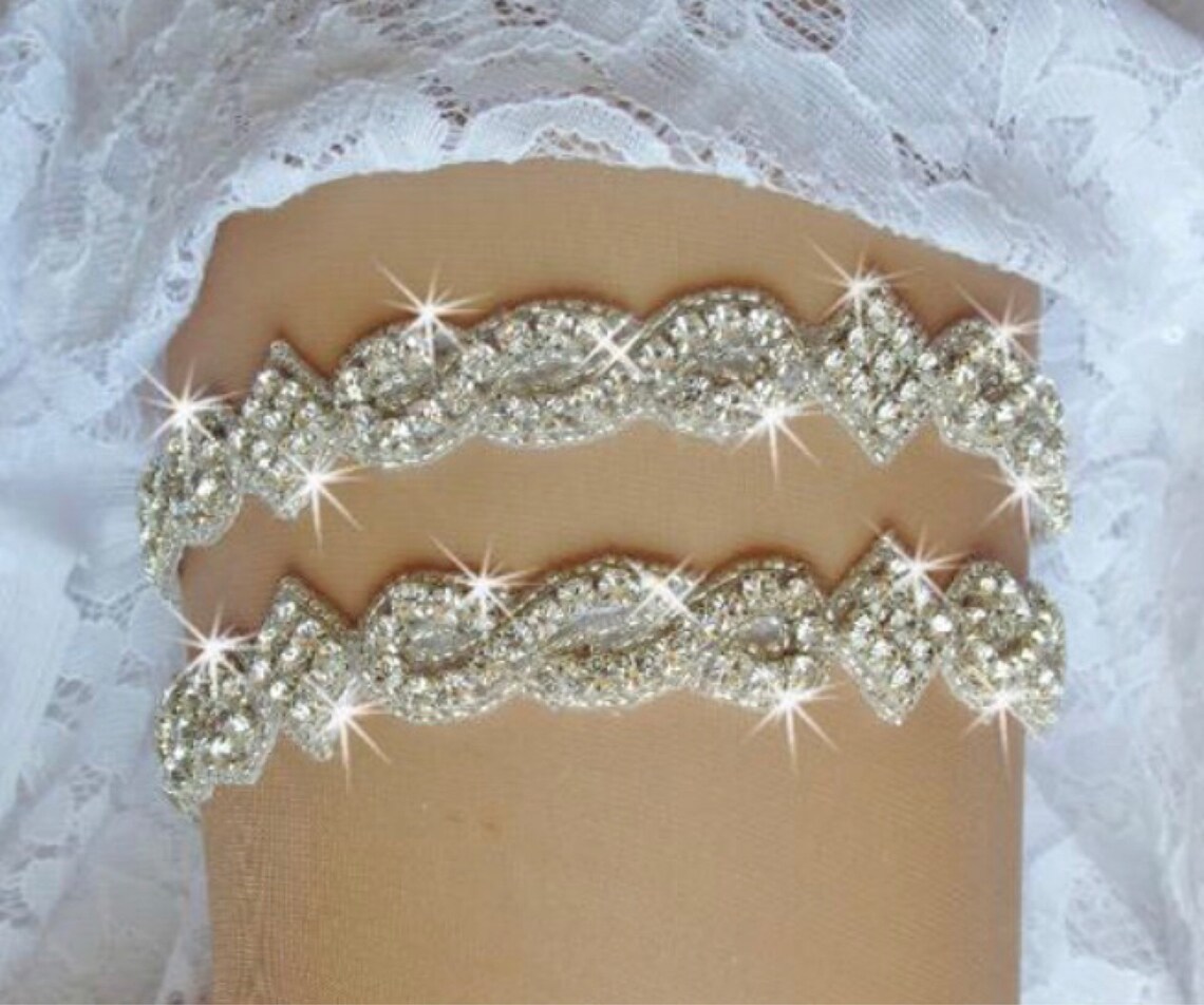 Wedding Garters, Garter Set, Bridal Garter, Bling Rhinestone Garter ...