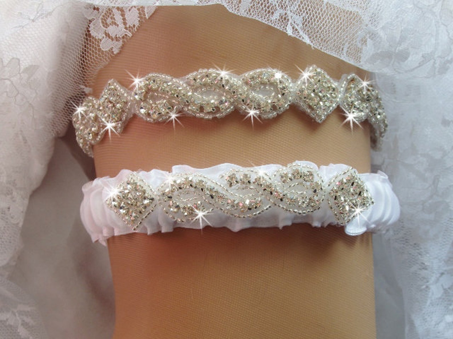 Garter Wedding Garter Set Bridal Garter Belts Bling Garter - Etsy