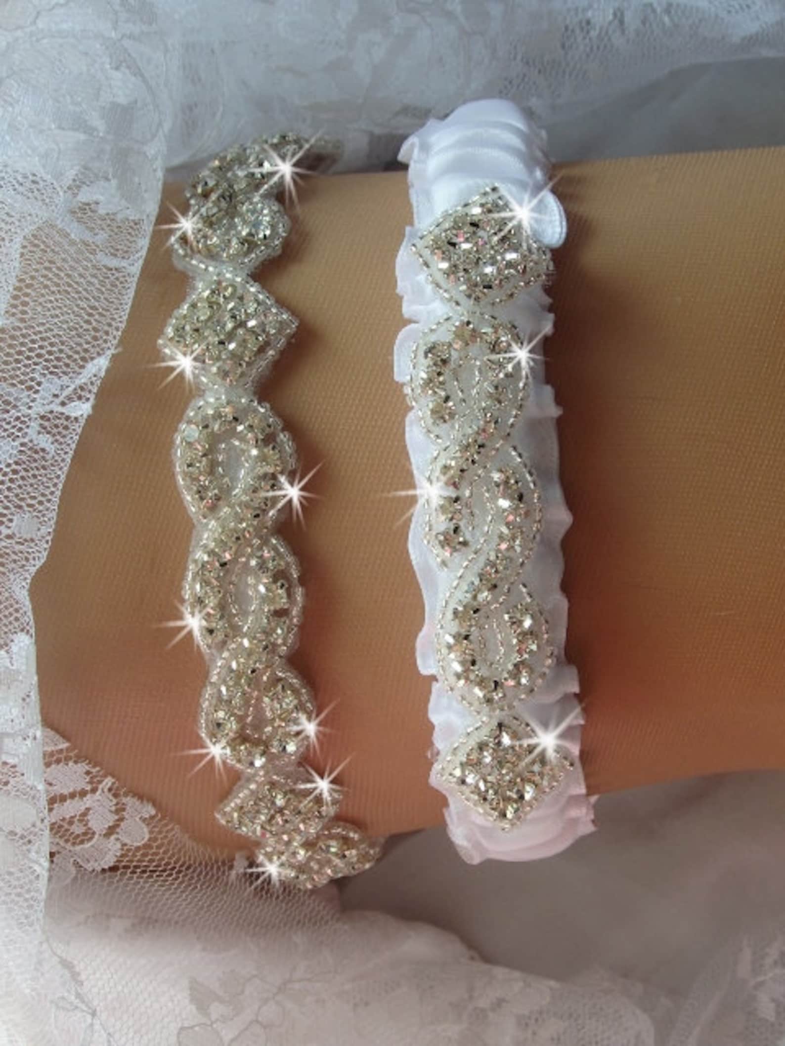 Sparkle Wedding Garter Set, Bridal Garter Set, Rhinestone Keepsake ...