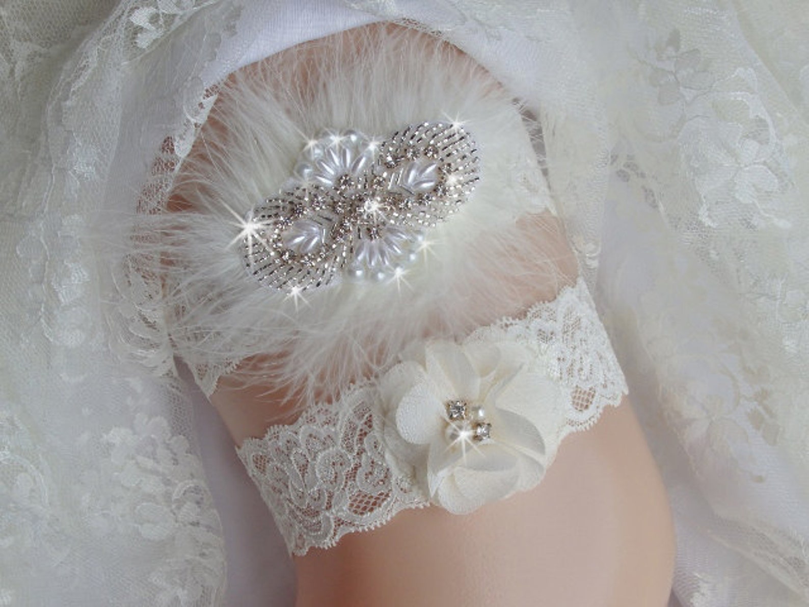 Wedding Garter Set, Keepsake Garter, Feather Wedding Garter, Bridal ...