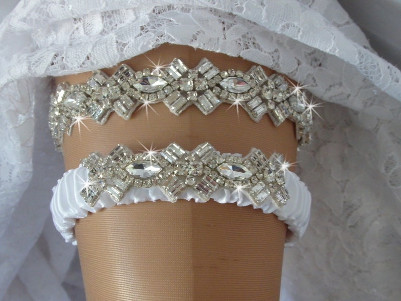 Sparkle Wedding Garter Set, Crystal Bridal Garter, Rhinestone Keepsake ...