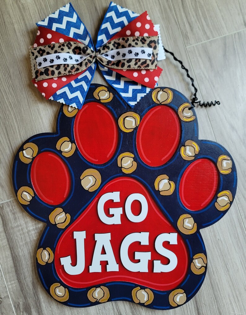 Cheetah Paw Sign - Door Hanger - Go Jags - Paw Print - Etsy