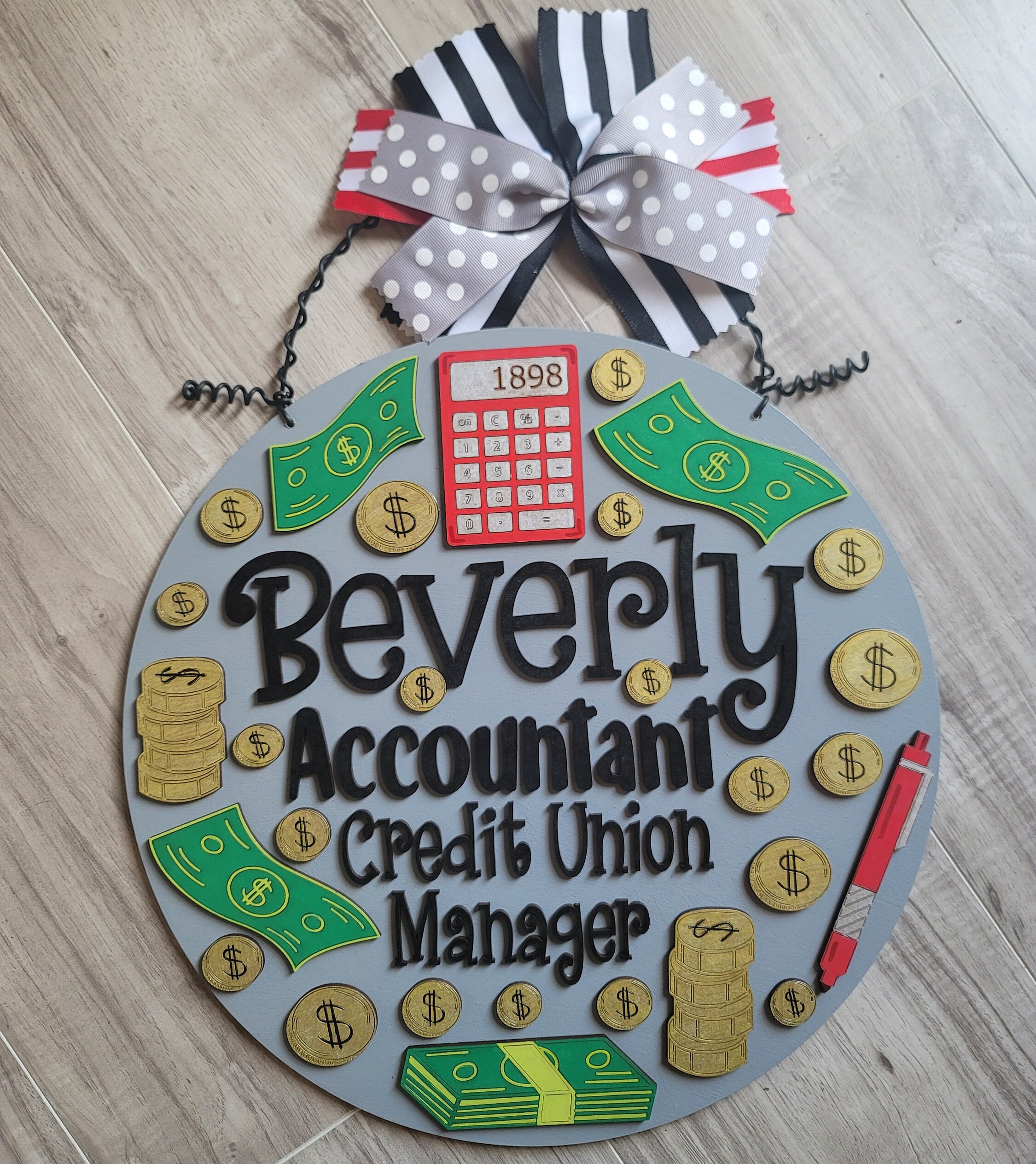 Personalized Door Hanger - Money - Accountant - Bookkeeper - CUSTOMIZE ...