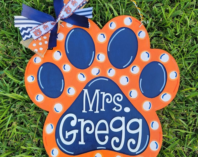 Paw Print Door Hanger - Small Polka Dots - CUSTOMIZE YOURS! - Etsy