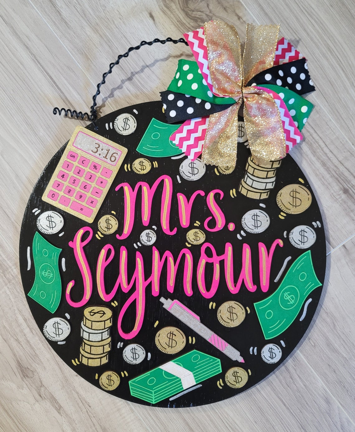 Personalized Door Hanger - Money - Accountant - Bookkeeper - CUSTOMIZE ...