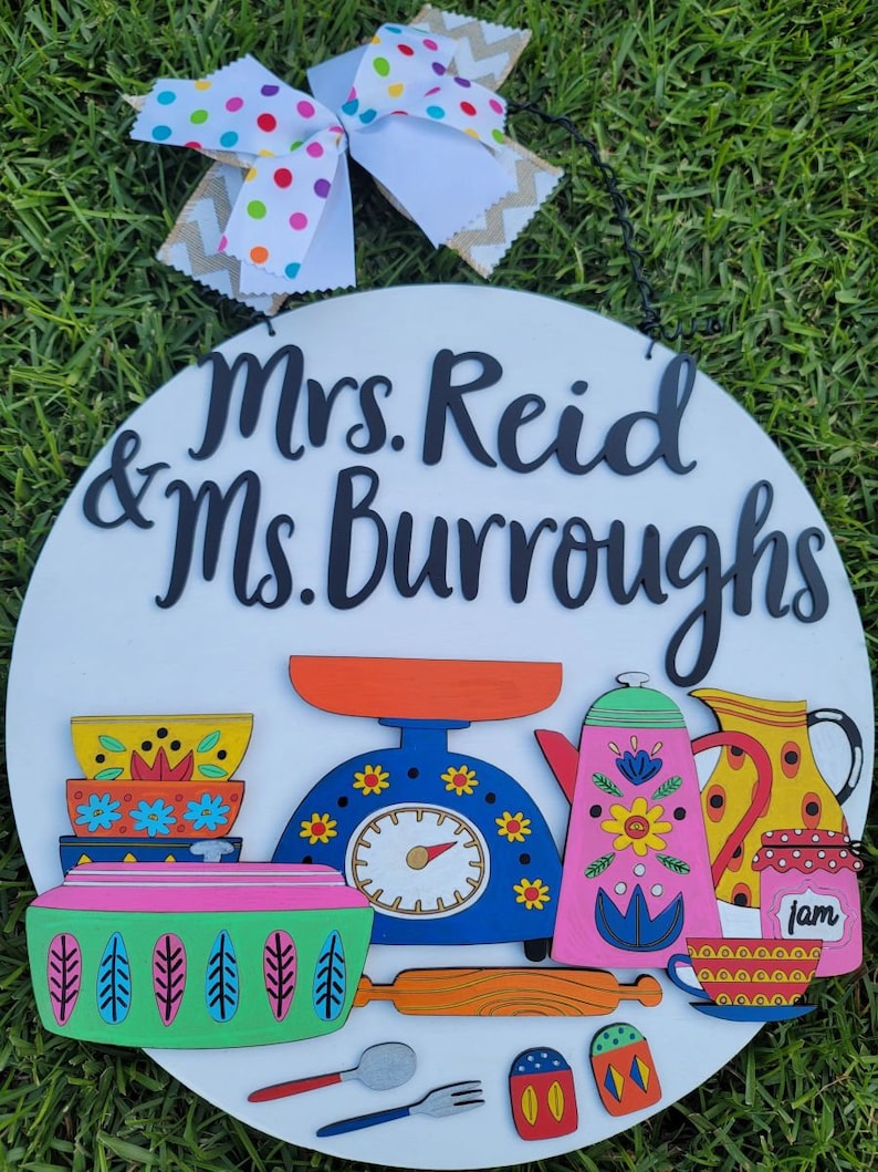 Teacher's Door Hangers Retro Kitchen Themed CUSTOMIZE - Etsy