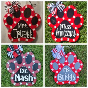 Paw Print Door Hanger - Small Polka Dots - CUSTOMIZE YOURS! - Etsy