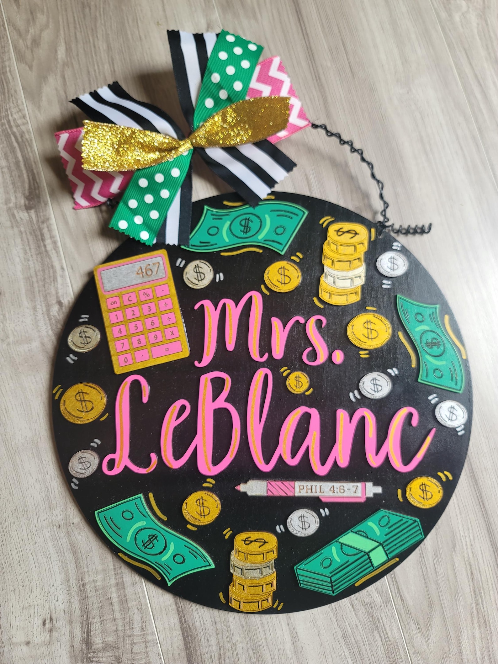 Personalized Door Hanger - Money - Accountant - Bookkeeper - CUSTOMIZE ...