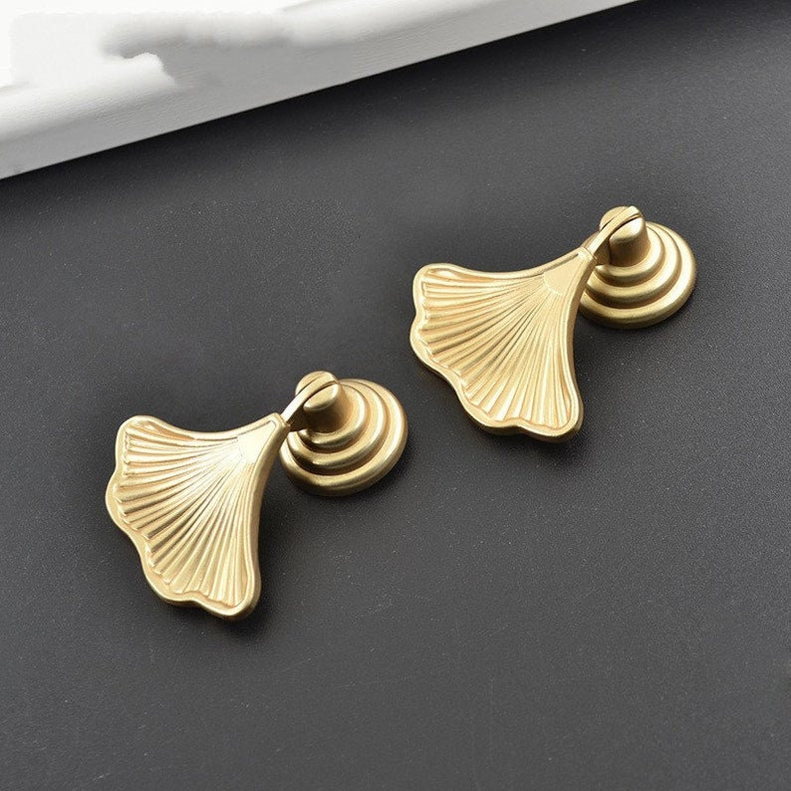 Ginkgo Leaf Drawer Pull Knob Gold Fan Dresser Pulls Handle - Etsy
