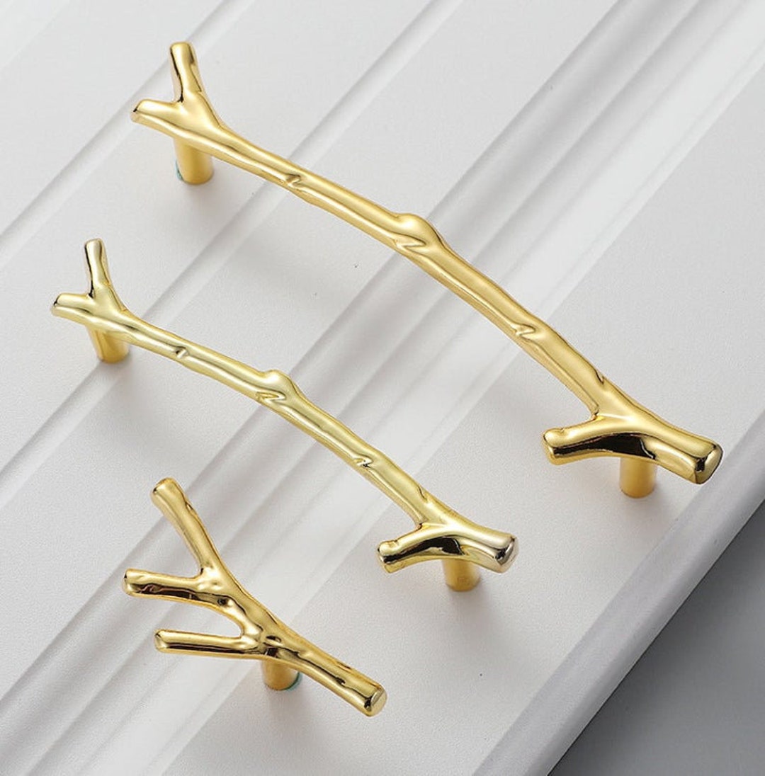 3.75" 5" Gold Branch Handles Knobs Drawer Door Pulls Knob Dresser ...
