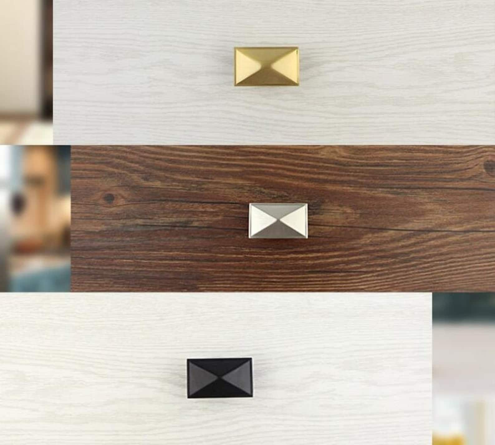 Black Rectangle Knobs Gold Door Knobs Pulls Handles Drawer - Etsy