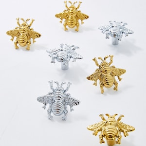 Chrome Brass Bee Door Knobs Gold Dragonfly Drawer Pulls Knob Dresser Handle Wardrobe Knob ...
