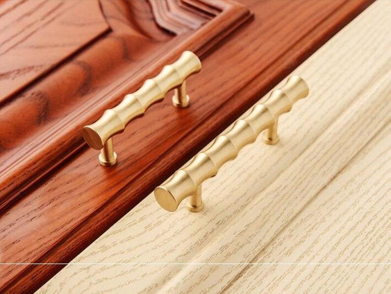 T Bar Knobs Brass Bamboo Door Handles Drawer Pulls Handle - Etsy