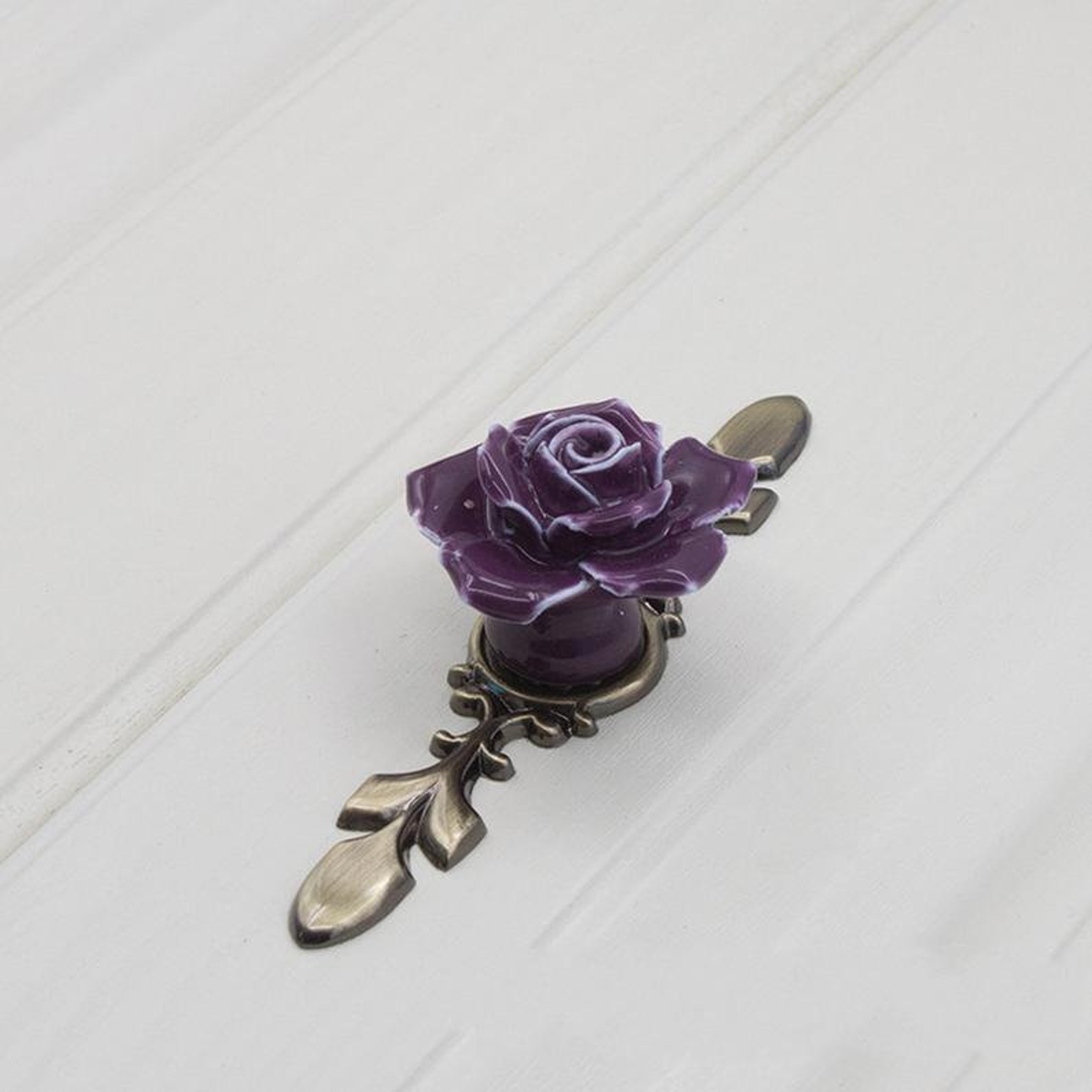 Door Handle Ceramics Rose Flower Handles Knobs Drawer Pulls Knob ...