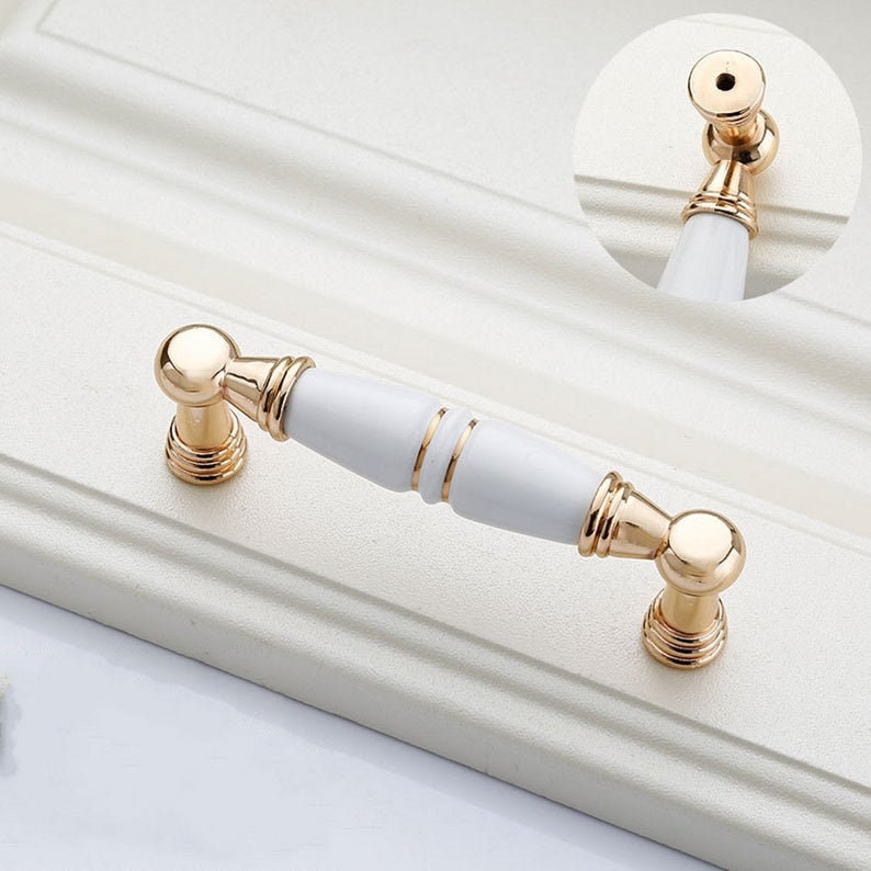 3.75" 5" White Ceramics Handles Cabinet Knobs Handles Dresser Handles ...