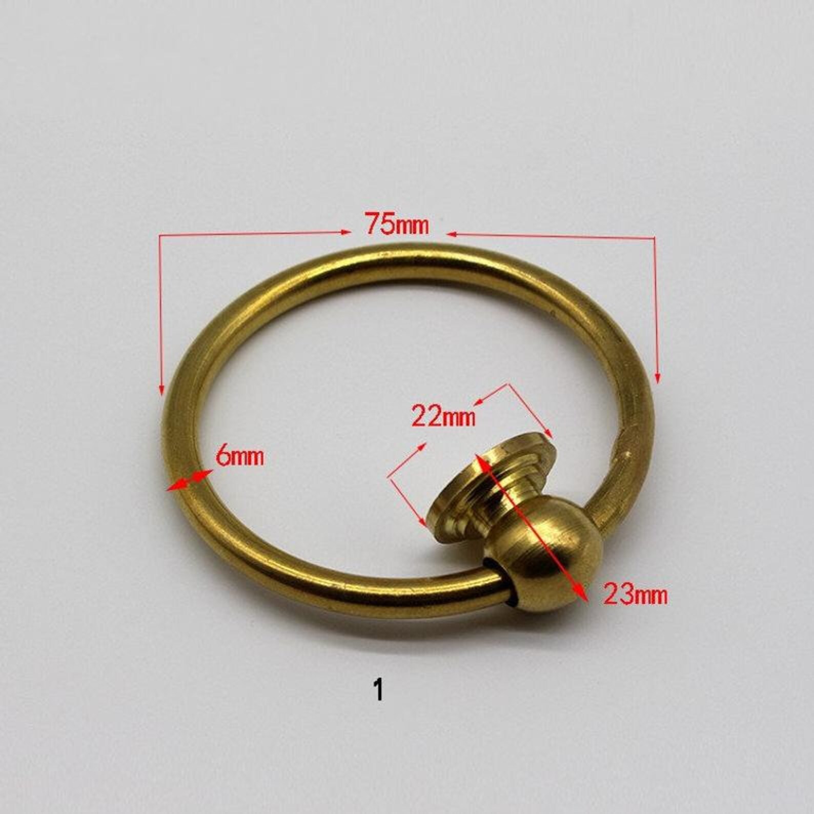 Brushed Brass Ring Pulls Knob Door Handle Drawer Pull Knob Dresser ...
