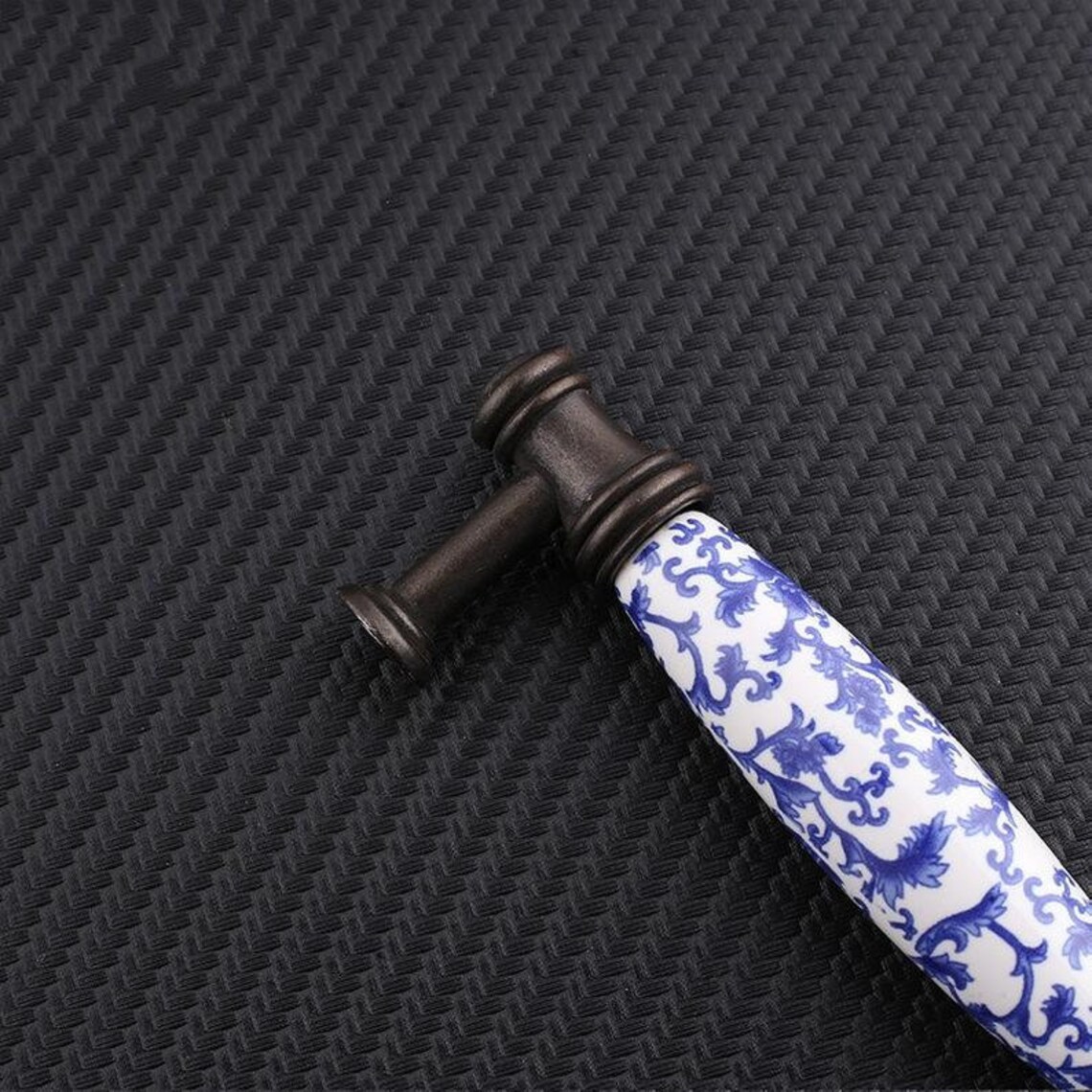 3.75 5 Ceramic Drawer Door Handles Blue and White - Etsy