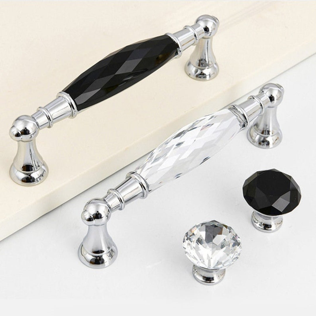 3.75" 5" Clear Black Dresser Knobs Drawer Handles Pulls Knob Clear ...