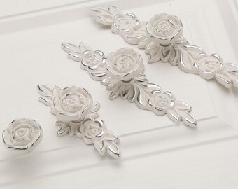 Door Handle Ceramics Rose Flower Handles Knobs Drawer Pulls - Etsy