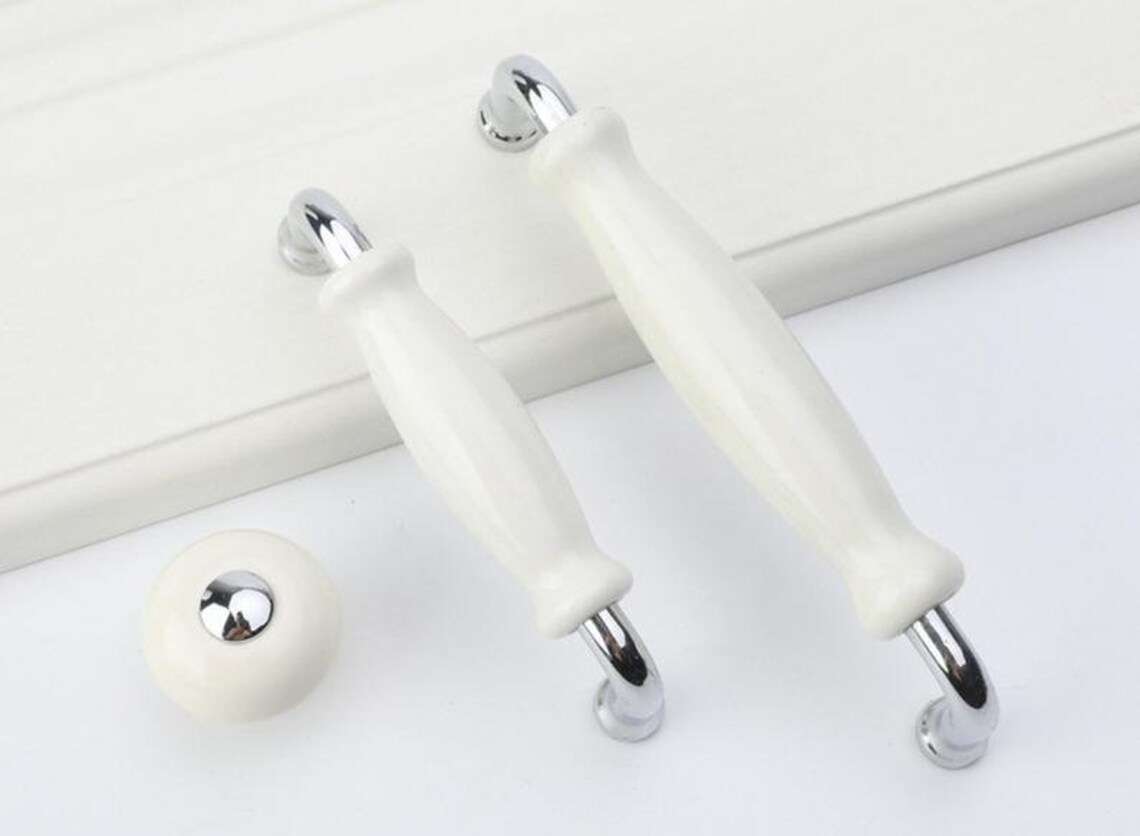 3.75 5 White Ceramic Handles Door Handle Drawer - Etsy