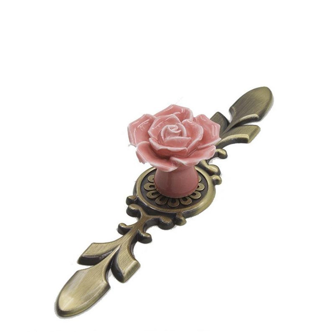 Door Handle Ceramics Rose Flower Handles Knobs Drawer Pulls Knob ...