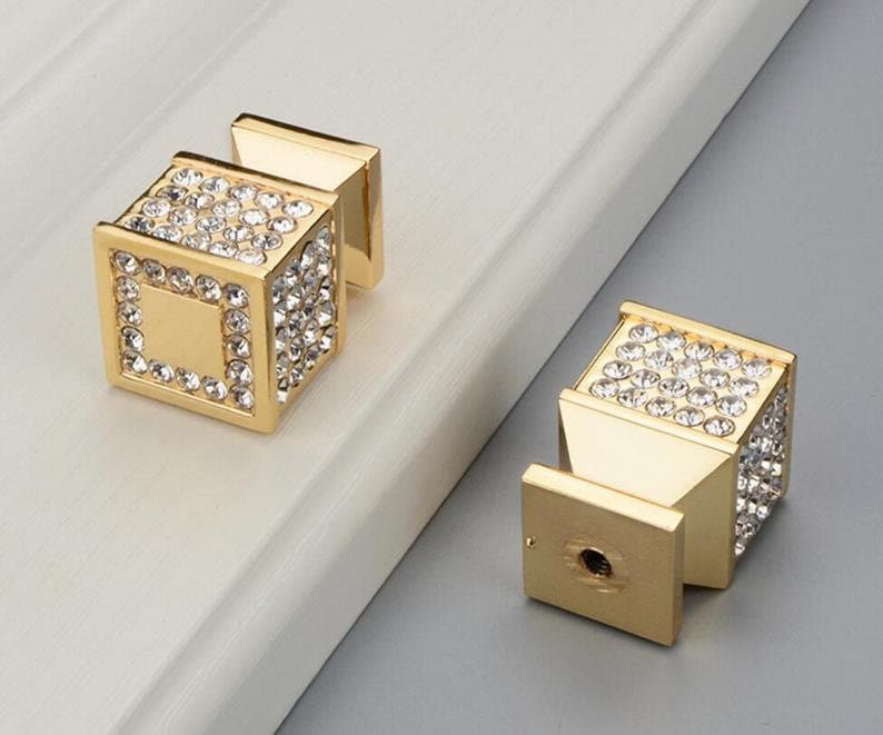Square Cube Crystal Knobs Pulls Modern Door Handles Knobs - Etsy