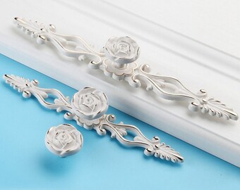 Door Handle Ceramics Rose Flower Handles Knobs Drawer Pulls - Etsy