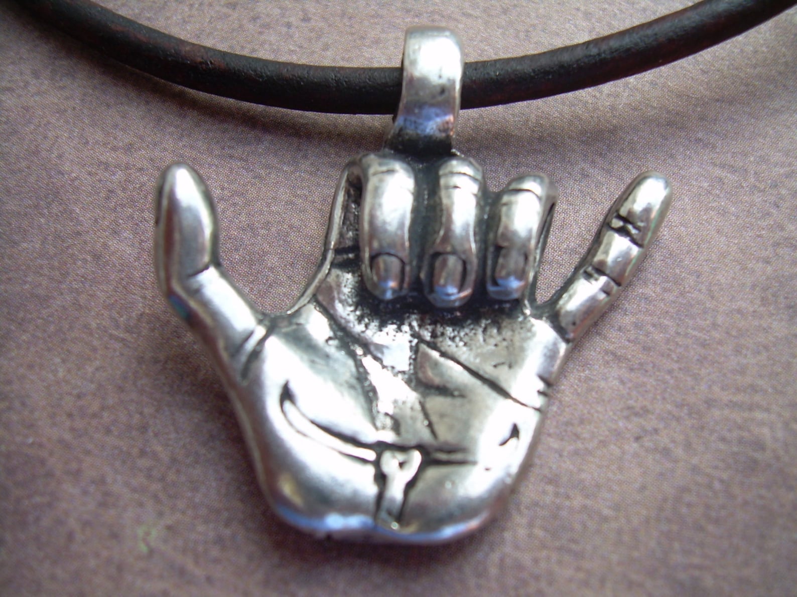 Men's Leather Necklace Shaka Leather Necklace Hang Loose | Etsy