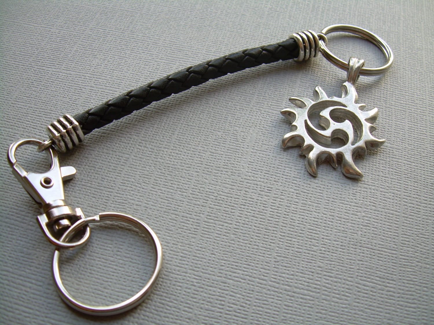 Braided Tribal Leather Keychain Keychain Leather Keychain | Etsy