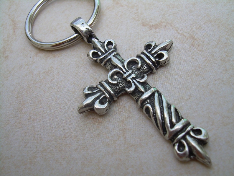 Cross Keychain Leather Keychain Braided Leather Cross - Etsy