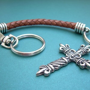 Leather Keychain, Cross Keychain, Keychains, Keychains for Men ...