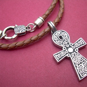 Ankh Necklace, Leather Necklace, Leather Necklace With Ankh Pendant ...