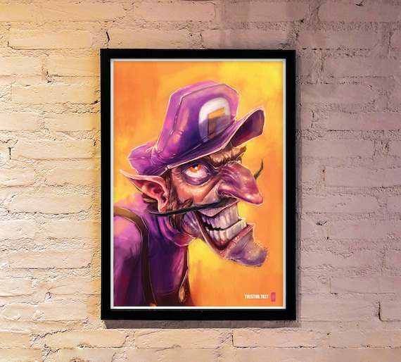 Waluigi A3 Poster Print Super Mario Illustration - Etsy