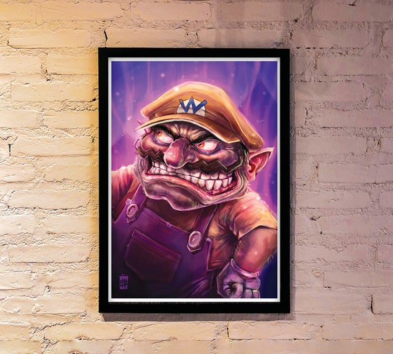Wario A3 Poster Print Super Mario Illustration - Etsy