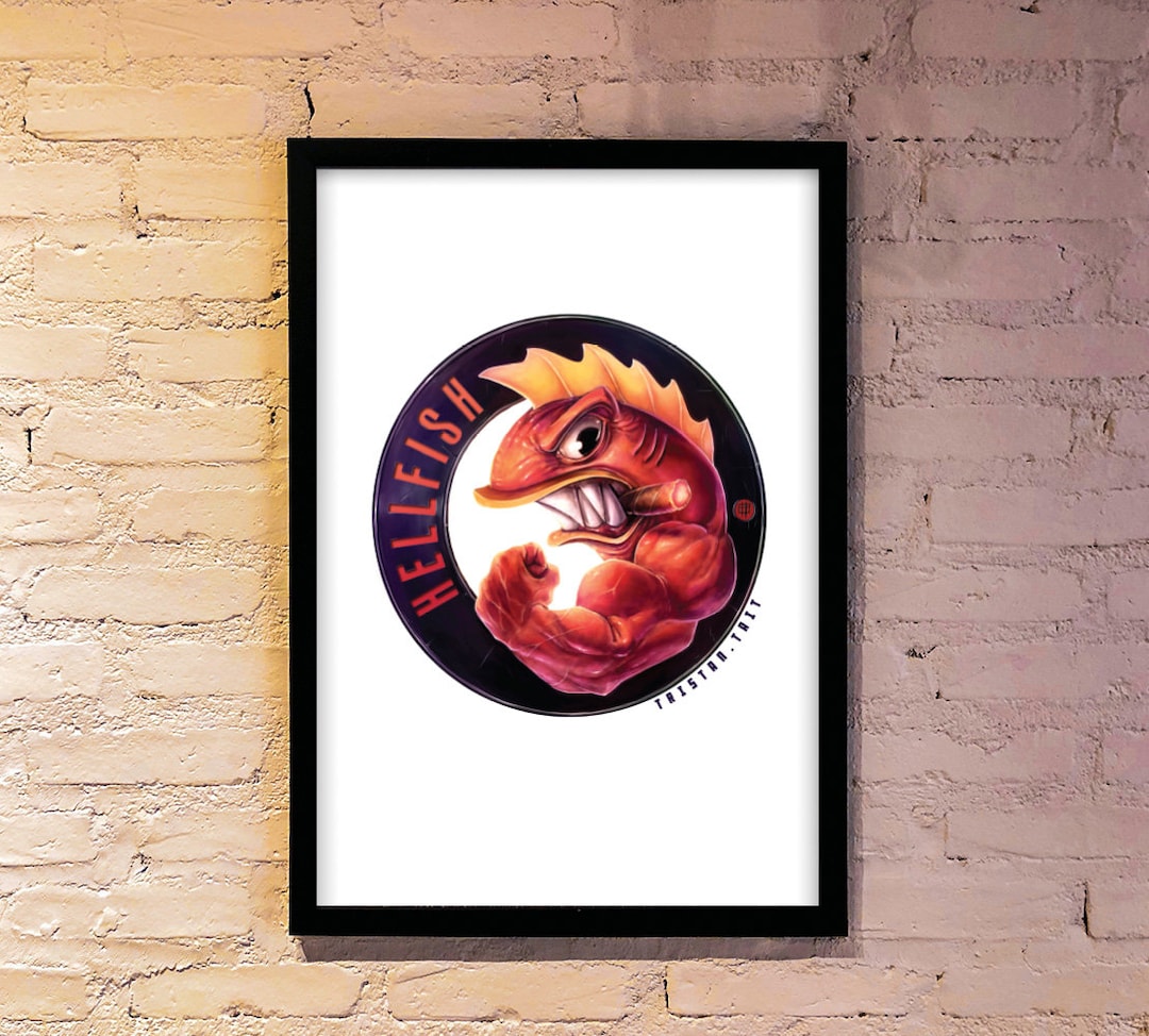Flying Hellfish A3 Poster Print Illustration - Etsy