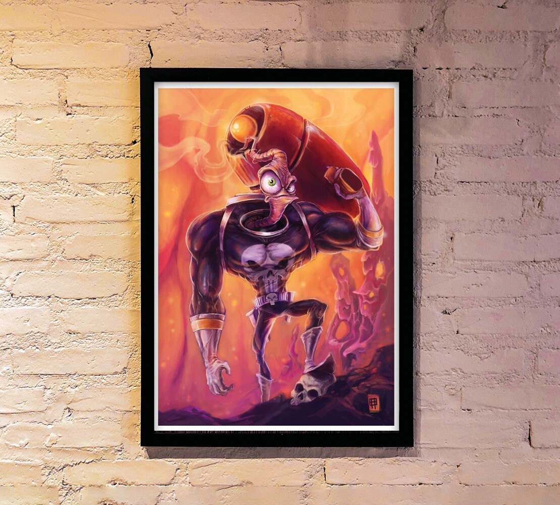 Earthworm Jim A3 Poster Print Illustration - Etsy