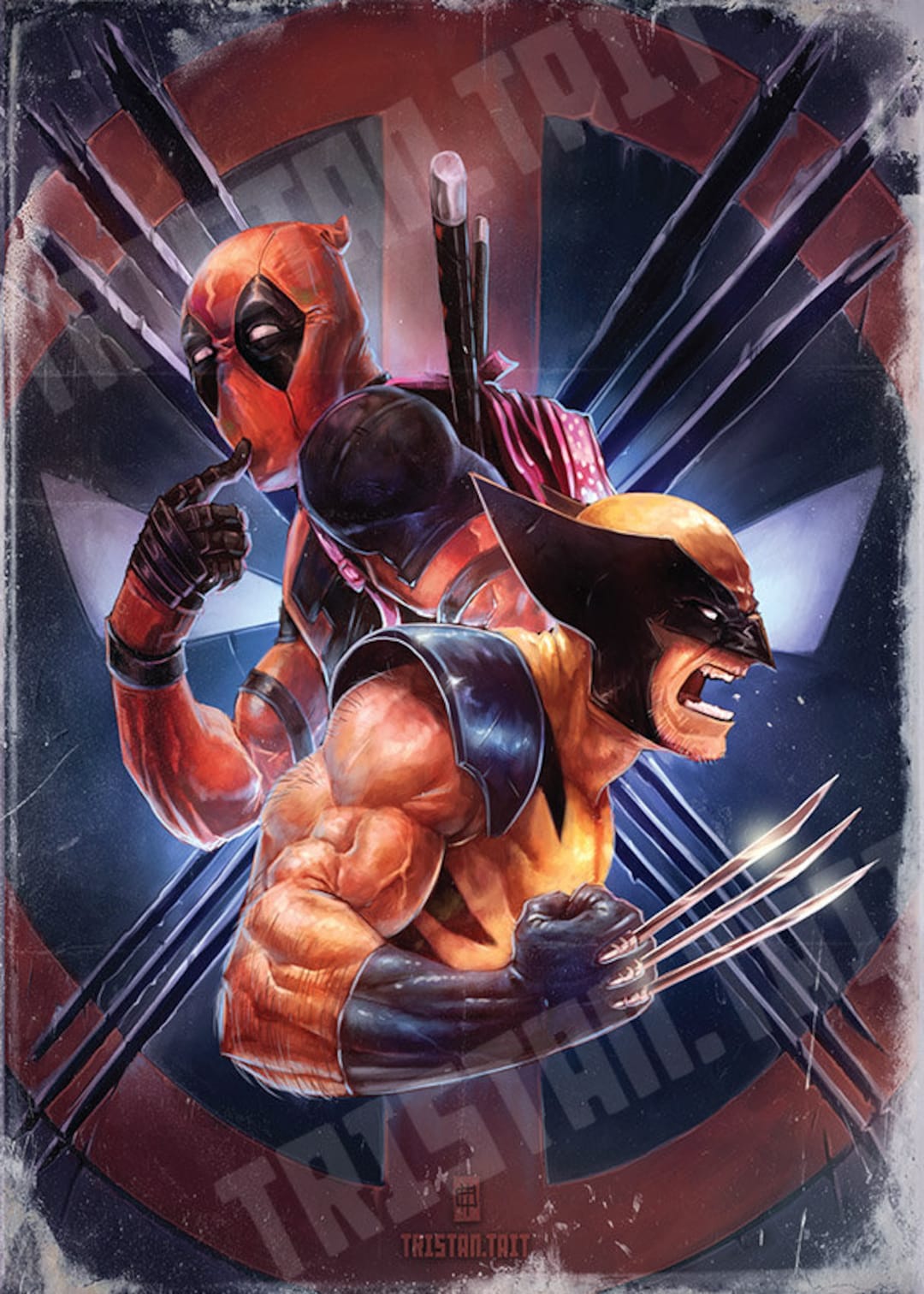 Deadpool Wolverine A3 Poster Print Deadpool Illustration Etsy