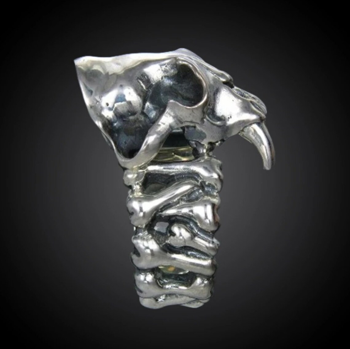 Sabre Tooth Tiger Skull Ring in Sterling Silver by Mercurious Designs ...