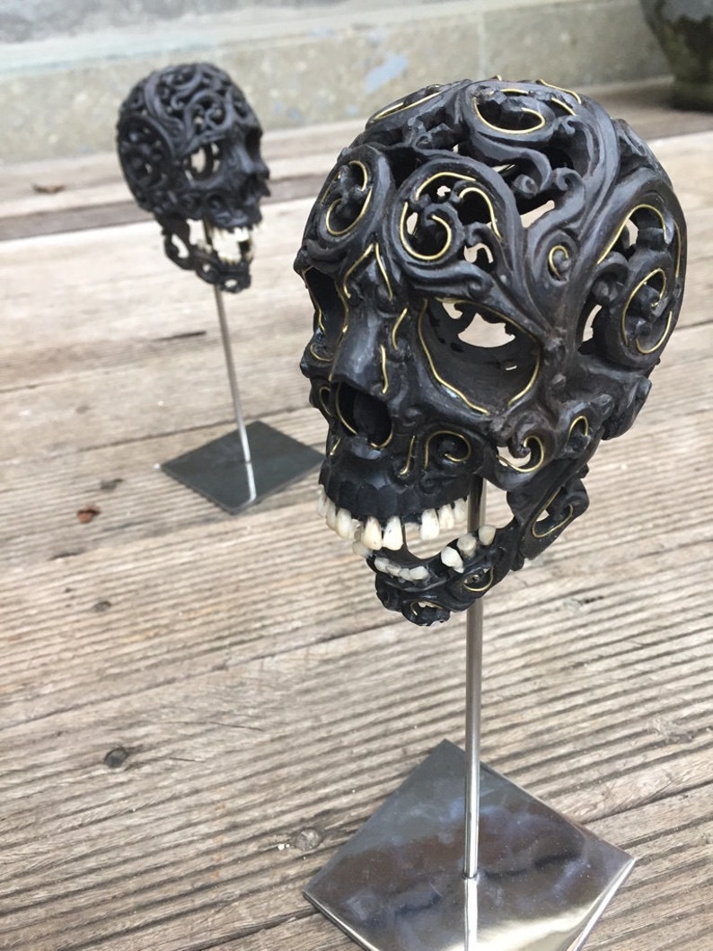 Hand Carved Wooden Filigree Skulls - Etsy