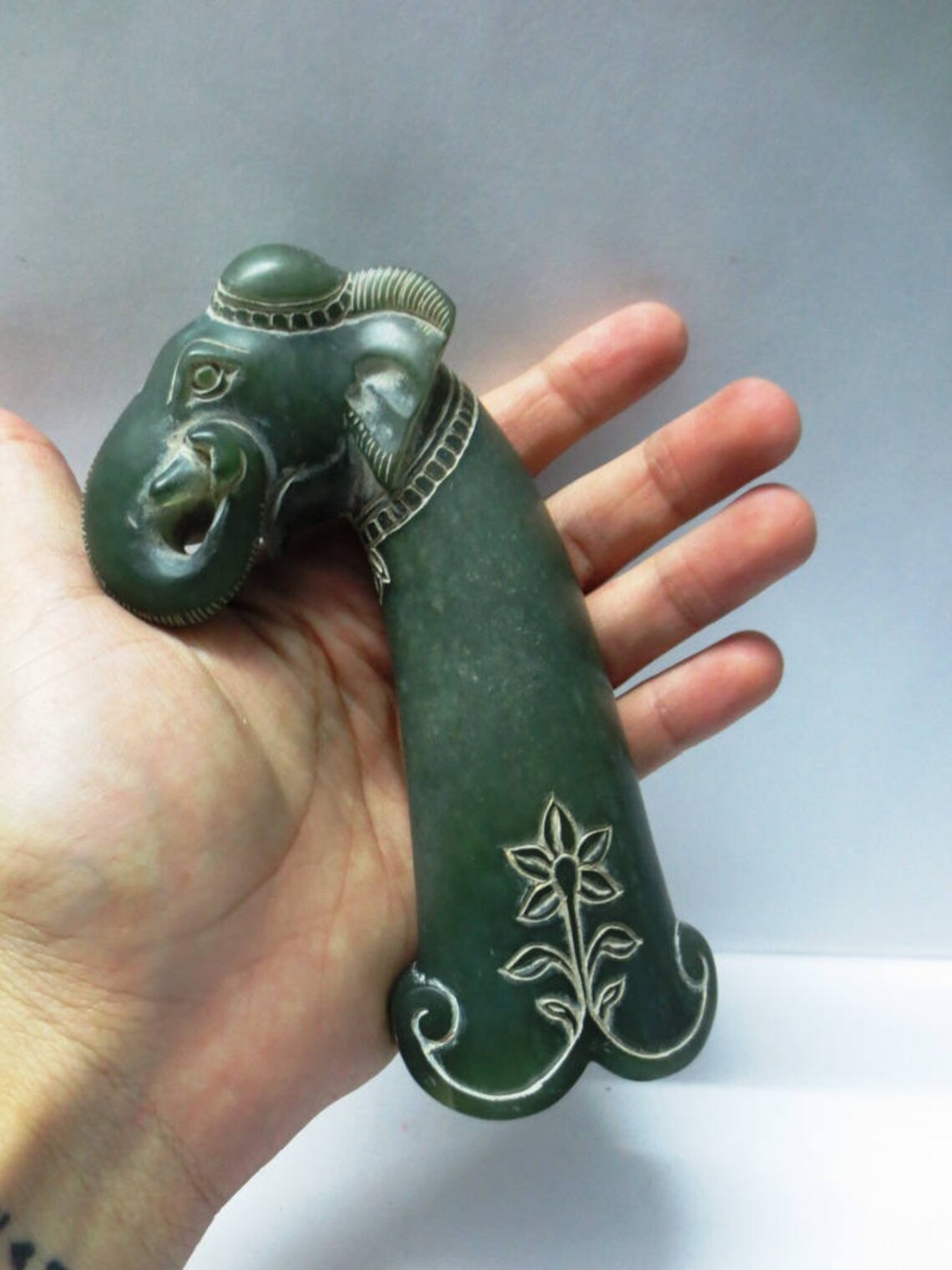 Hand Carved Indian Jade Stone Dagger / Sword Hilt Elephant - Etsy