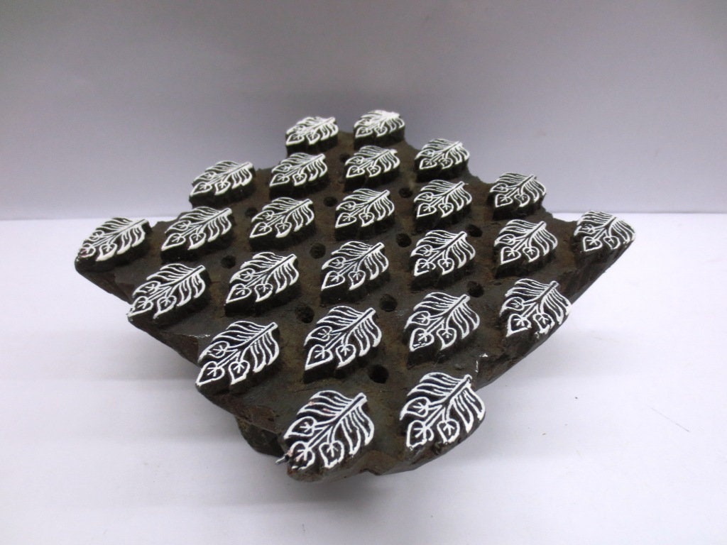 Indian Fine Unique Buti Design Motif Hand Carved Wooden Block Stamp for ...